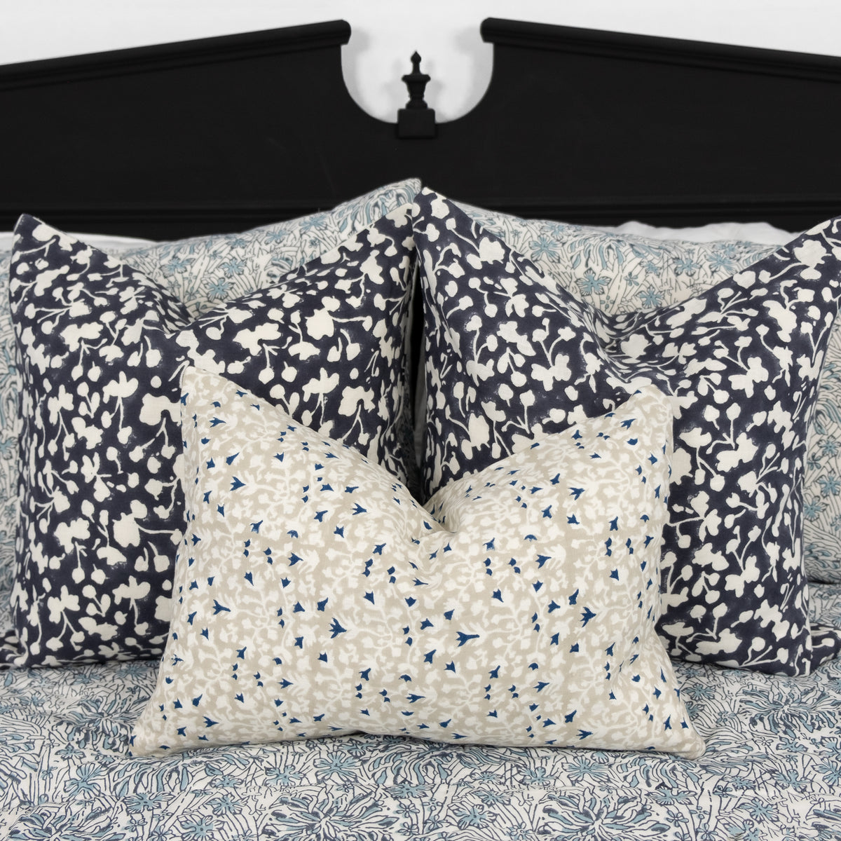 Anna Blue Block Print Pillow - Allem Studio Textiles – ALLEM STUDIO