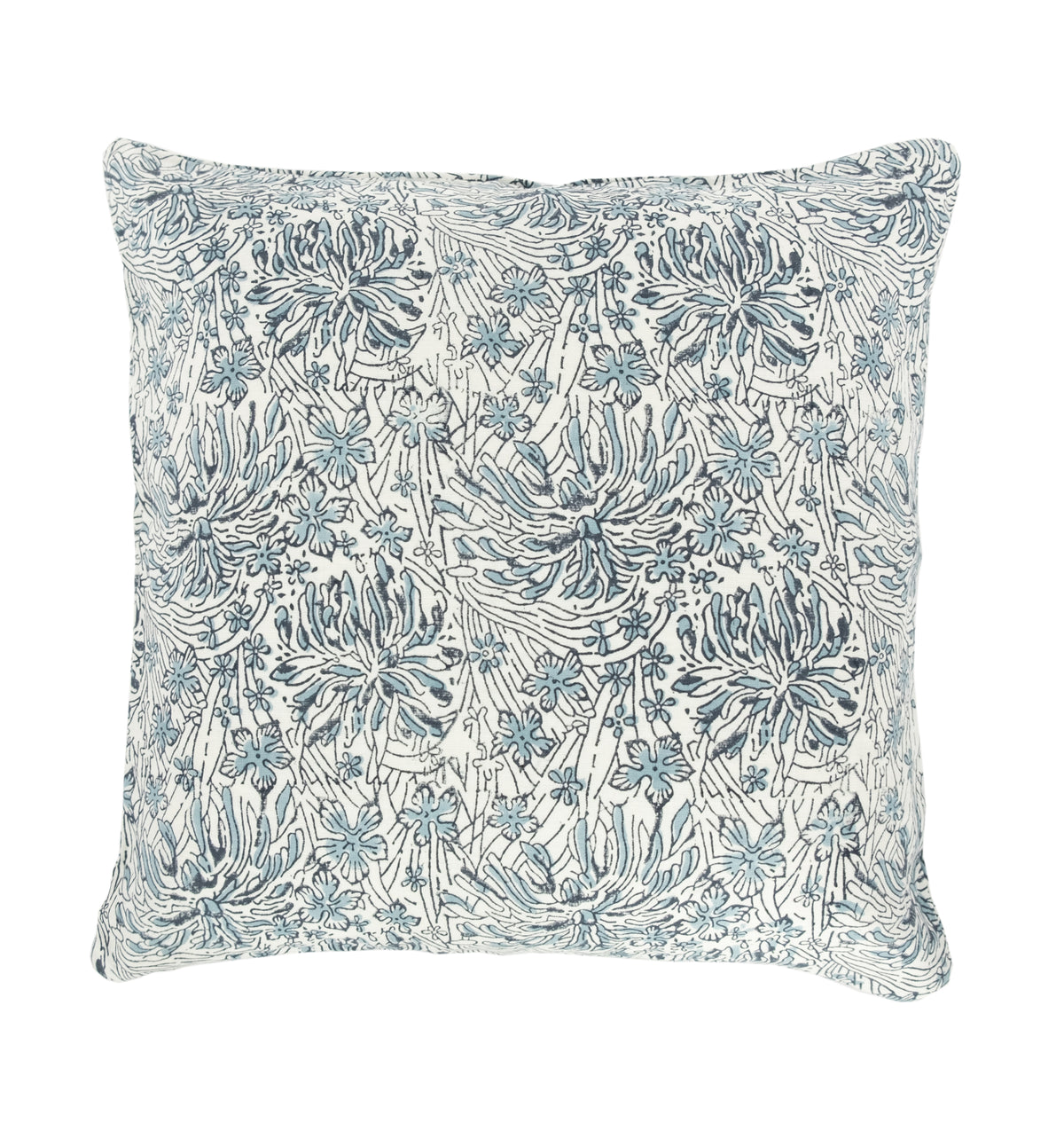 Chrysanthemum Blue Block Print Pillow - Allem Studio Textiles – ALLEM ...