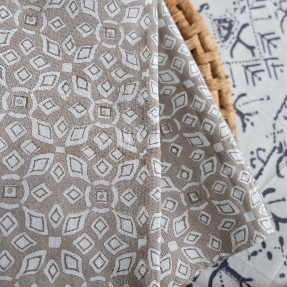 Lara Tan Block Print Napkin - Allem Studio Textiles – ALLEM STUDIO
